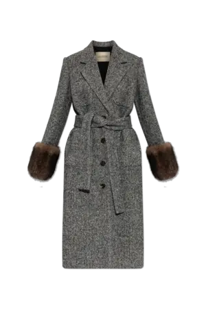 Valentino Garavani Wool Coat With A Herringbone Pattern