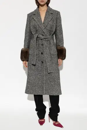 Valentino Garavani Wool Coat With A Herringbone Pattern