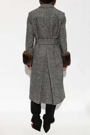 Valentino Garavani Wool Coat With A Herringbone Pattern