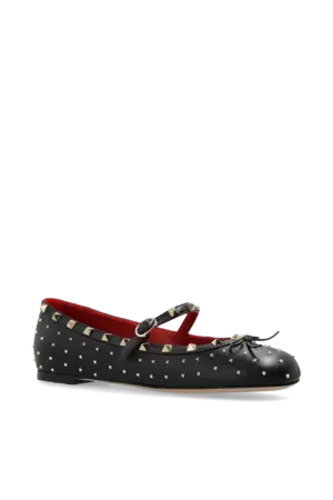 Valentino Garavani Leather Studded Ballerina Flats