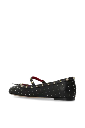 Valentino Garavani Leather Studded Ballerina Flats