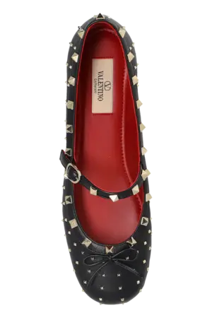 Valentino Garavani Leather Studded Ballerina Flats