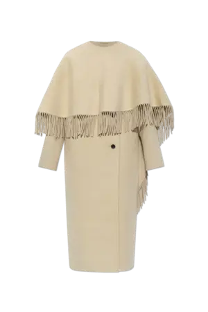 RÓHE RÓHE Wool And Alpaca Coat With Fringe Scarf Beige