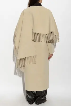 RÓHE Wool And Alpaca Coat With Fringe Scarf - Beige