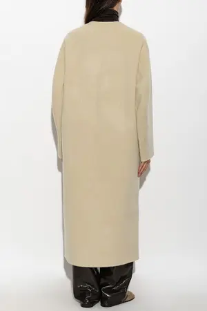 RÓHE Wool And Alpaca Coat With Fringe Scarf - Beige