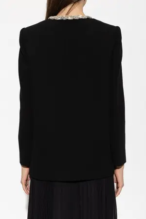 Valentino Garavani Wool Blazer With Embellished Neckline