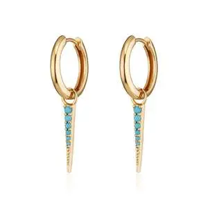 SCREAM PRETTY Turquoise Spike Charm Hoop Earrings - Gold