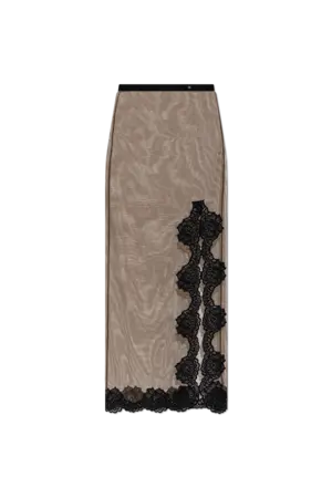 Valentino Garavani Transparent Lace Trimmed Skirt