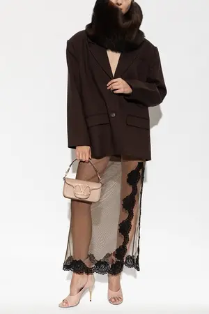 Valentino Garavani Transparent Lace Trimmed Skirt