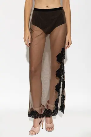 Valentino Garavani Transparent Lace Trimmed Skirt