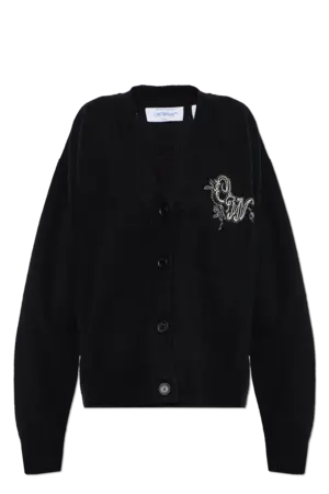 Off-White Cardigan With Decorative Embroidery