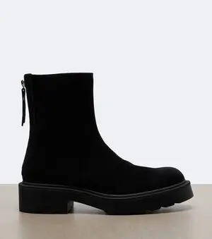 THE ROW Nobilis Suede Ankle Boots - Black