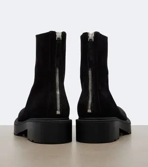 THE ROW Nobilis Suede Ankle Boots - Black