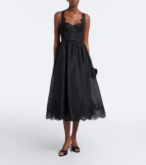 Zimmermann Valiant Lace-trimmed Linen And Silk Bustier Dress
