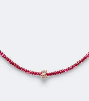 SUZANNE KALAN 18kt Rose Beaded Necklace With Rubies And Diamonds