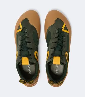Loewe Grip Suede-trimmed Sneakers - Green