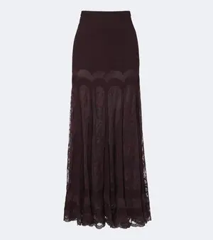 Zimmermann Valiant Lace And Silk Maxi Skirt - Brown