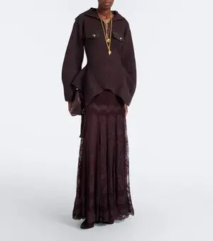 Zimmermann Valiant Lace And Silk Maxi Skirt - Brown