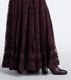 Zimmermann Valiant Lace And Silk Maxi Skirt - Brown