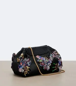 Dries Van Noten Embellished Leather-trimmed Clutch