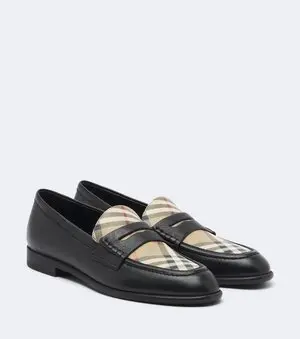 Burberry Check Leather Penny Loafers