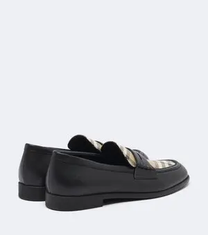 Burberry Check Leather Penny Loafers