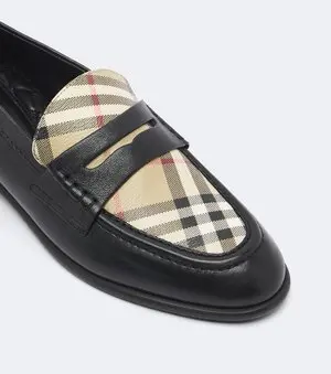 Burberry Check Leather Penny Loafers