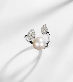 Yeprem Pearlescent 18kt White Gold Ring With Diamonds And Pearl