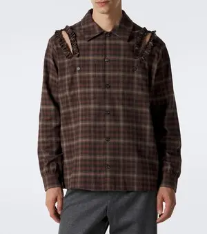 Simone Rocha Ruffled Checked Cotton Flannel Shirt