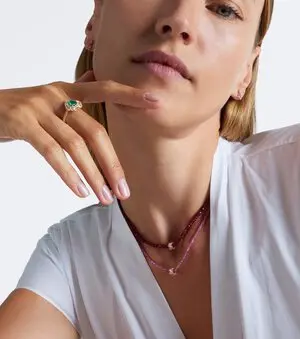 SUZANNE KALAN Infinite 18kt Rose Beaded Necklace With Spinels And Diamonds