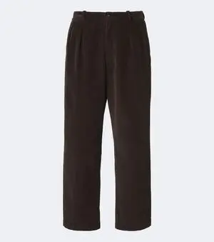 THE ROW Pleated Cotton Corduroy Wide-leg Pants - Brown