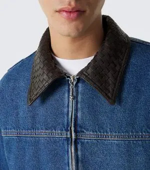 Bottega Veneta Leather-trimmed Denim Jacket