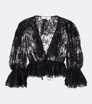 Chloé Semi-sheer Cotton-blend Lace Blouse