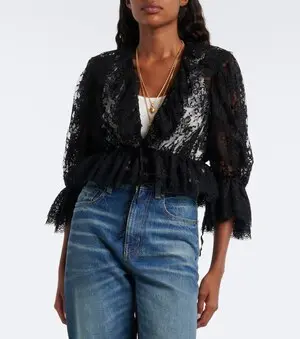 Chloé Semi-sheer Cotton-blend Lace Blouse