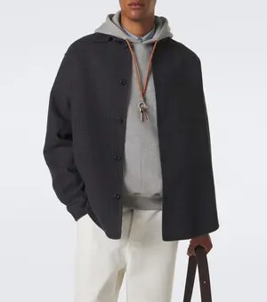 Loewe Leather-trimmed Wool And Silk Overshirt