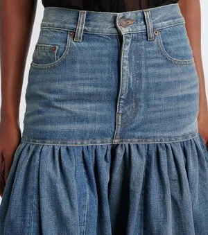 Chloé Pleated Denim Maxi Skirt