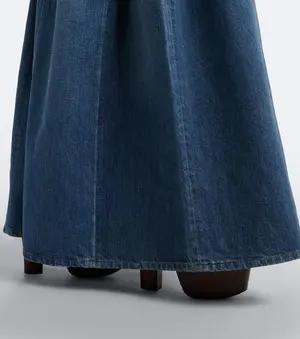 Chloé Pleated Denim Maxi Skirt