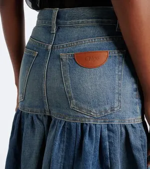 Chloé Pleated Denim Maxi Skirt