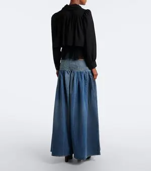Chloé Pleated Denim Maxi Skirt