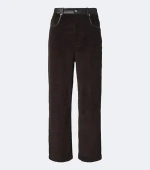 Bottega Veneta Leather-trimmed Cotton Corduroy Pants - Brown