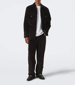 Bottega Veneta Leather-trimmed Cotton Corduroy Pants