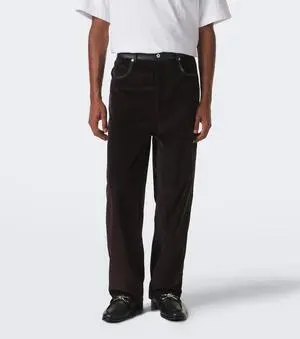Bottega Veneta Leather-trimmed Cotton Corduroy Pants
