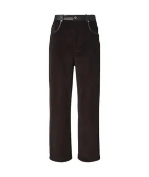 Bottega Veneta Leather-trimmed Corduroy Straight Pants - Brown