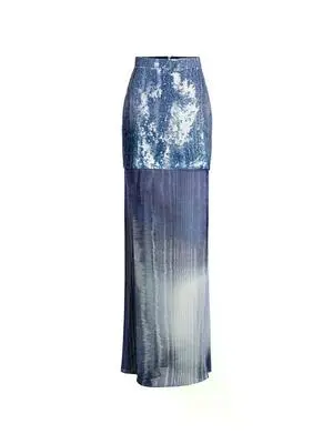 Silvia Tcherassi Amalia Sequin-embellished Moiré Maxi Skirt - Blue
