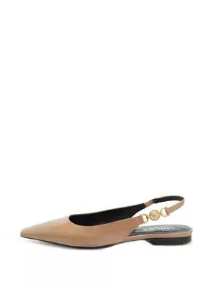 Versace Medusa Patent Leather Flat Pumps - Neutrals