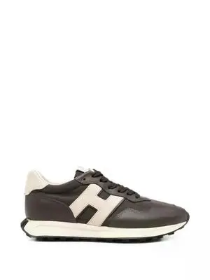 Hogan H601 Logo-patch Panelled Sneakers - Brown