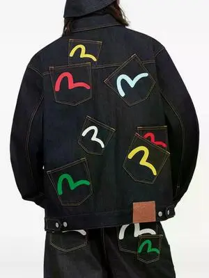 EVISU Seagull-print Multi-pocket Denim Jacket