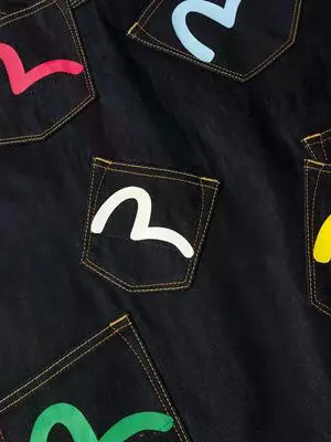 EVISU Seagull-print Multi-pocket Denim Jacket