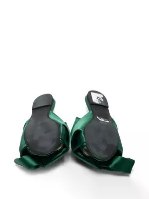 N°21 Satin Knot Detail Flat Sandals - Green