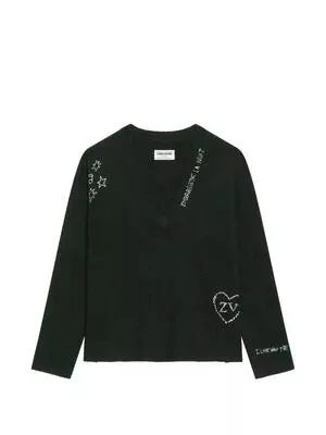 Zadig&Voltaire Mikyz Intarsia-knit V-neck Sweater - Black